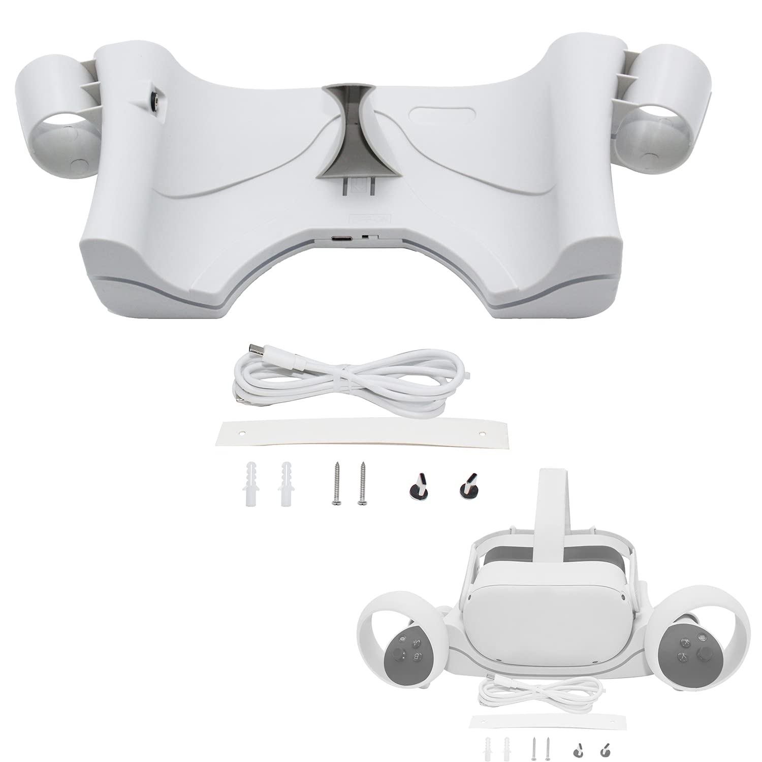 Charge Station VR Wall Mount Storage Stand Hook Storage Magnetic Charge for Quest 2 VR Headset Controllers