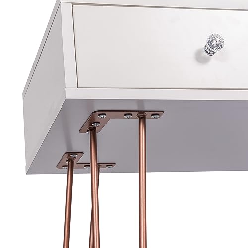 Kindmin Makeup Vanity Table Set with 3 Modes Adjustable Lighted Mirror Cushioned Stool, Dressing Table for Small Space