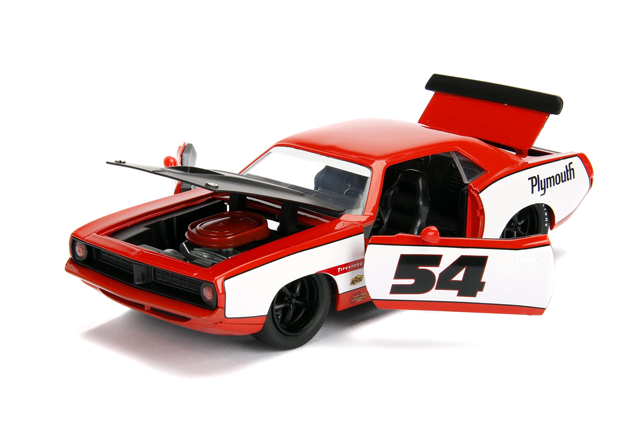 Big Time Muscle 1:24 1973 Plymouth Barracuda Die-Cast Car, Toys for Kids and Adults(Orange)
