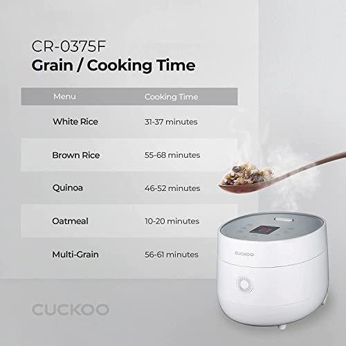 CUCKOO CR-0375F | 3-Cup (Uncooked) Micom Rice Cooker | 10 Menu Options: Oatmeal, Brown Rice & More, Touch-Screen, Nonstick Inner Pot | White (Renewed)