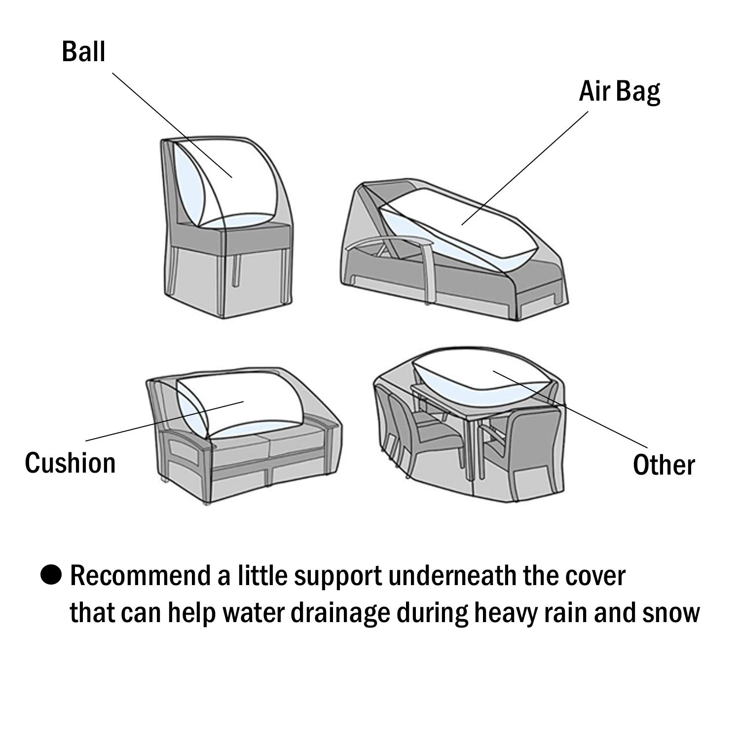 F&J Outdoors Patio Furniture Covers Waterproof Anti-UV Rip-stop Fabric Extra Large Outdoor Furniture Covers, 130" Dia