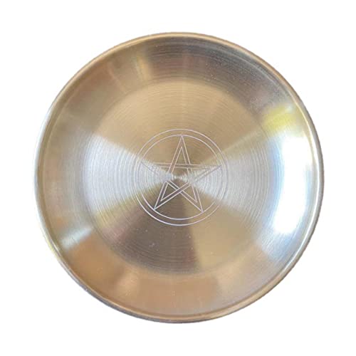 HOOTNEE 1pc Pentagram Crystal Decor Breakfast Tray Crystal Gifts Appetizer Serving Tray Offering Bowls Dessert Dish Stainless Steel Golden Pentacle Plate Unique Plate Ornament Pentagram
