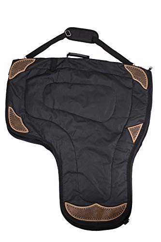 Tahoe Premium Durango Western Saddle Carry and Storage Bag with Three Layer Waterproof Padded Construction and Hand Tooled Basket Weave Leather Accents