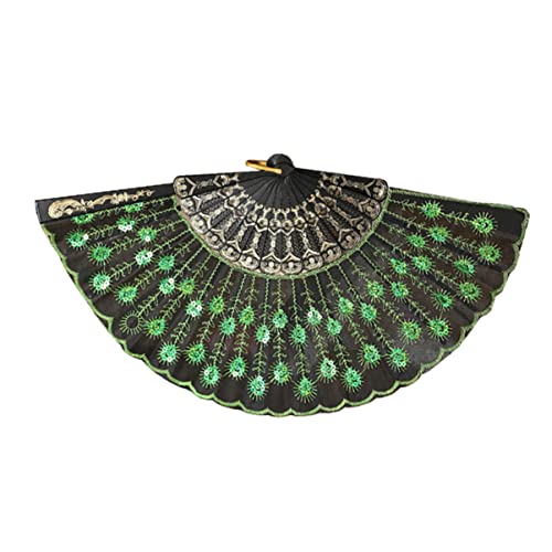 CANIGHT Peacock Hand Fan Pcs Handmade Sequins Peacock Dancing s Foldable Sequin Hand s for Women Peacock Folding Spanish Hand Flower Folding Summer Handheld Silk 2 Peacock Fans