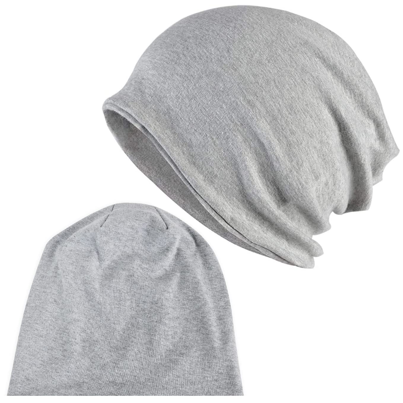 Jemis Women's Baggy Slouchy Beanie Chemo Cap for Cancer Patients (2 Pack ArmyGreen & Gray)