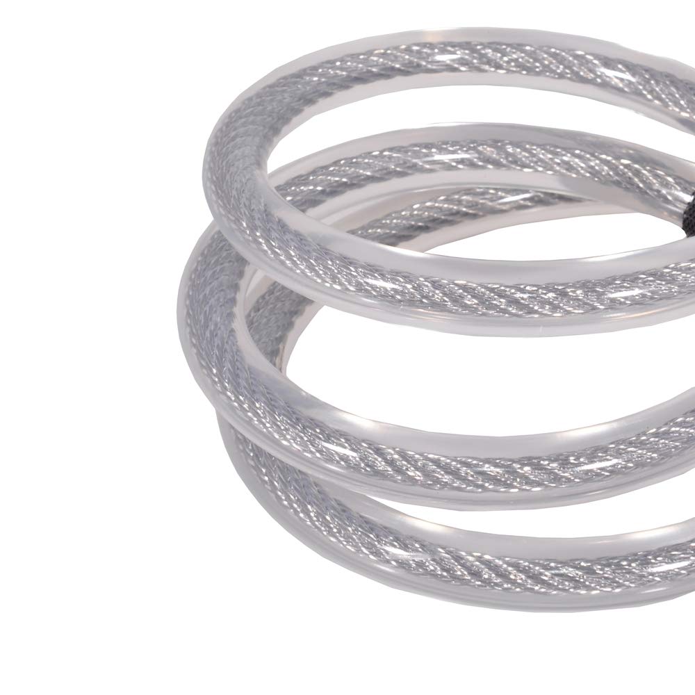 Bike Lock Cable Double Loops Bicycle Cable Steel Flexible Security Cycling Cable Safety Long Cables Lock Tool for Outdoor Riding Sport (120CM/4ft,Silver)