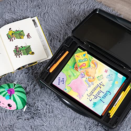 Mind Reader Anchor Collection, Portable Laptop Desk/Breakfast Table with Hinged Lid and Storage, 18.75" L x 11.25" W x 7.25" H, Black