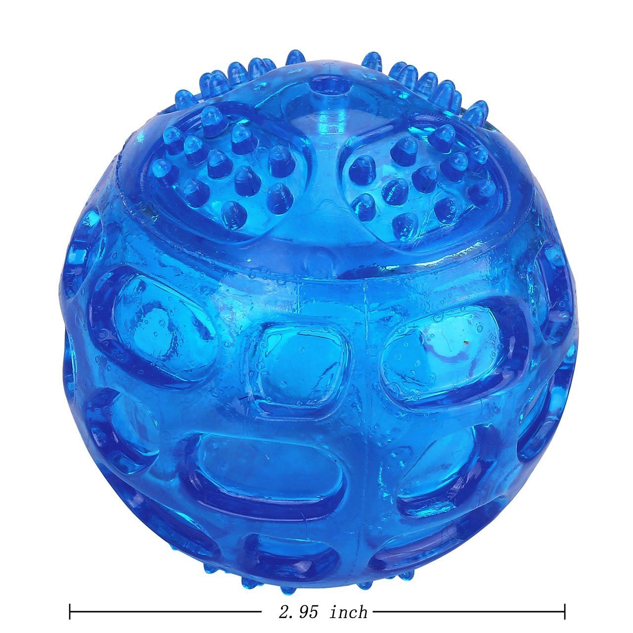 JULYFOX Pet Balls for Dog Squeaky Fetch Ball Toys Durable Chew Toy with Squeaker Bulk for Dog Small/Medium 2 Pack Blue+Green