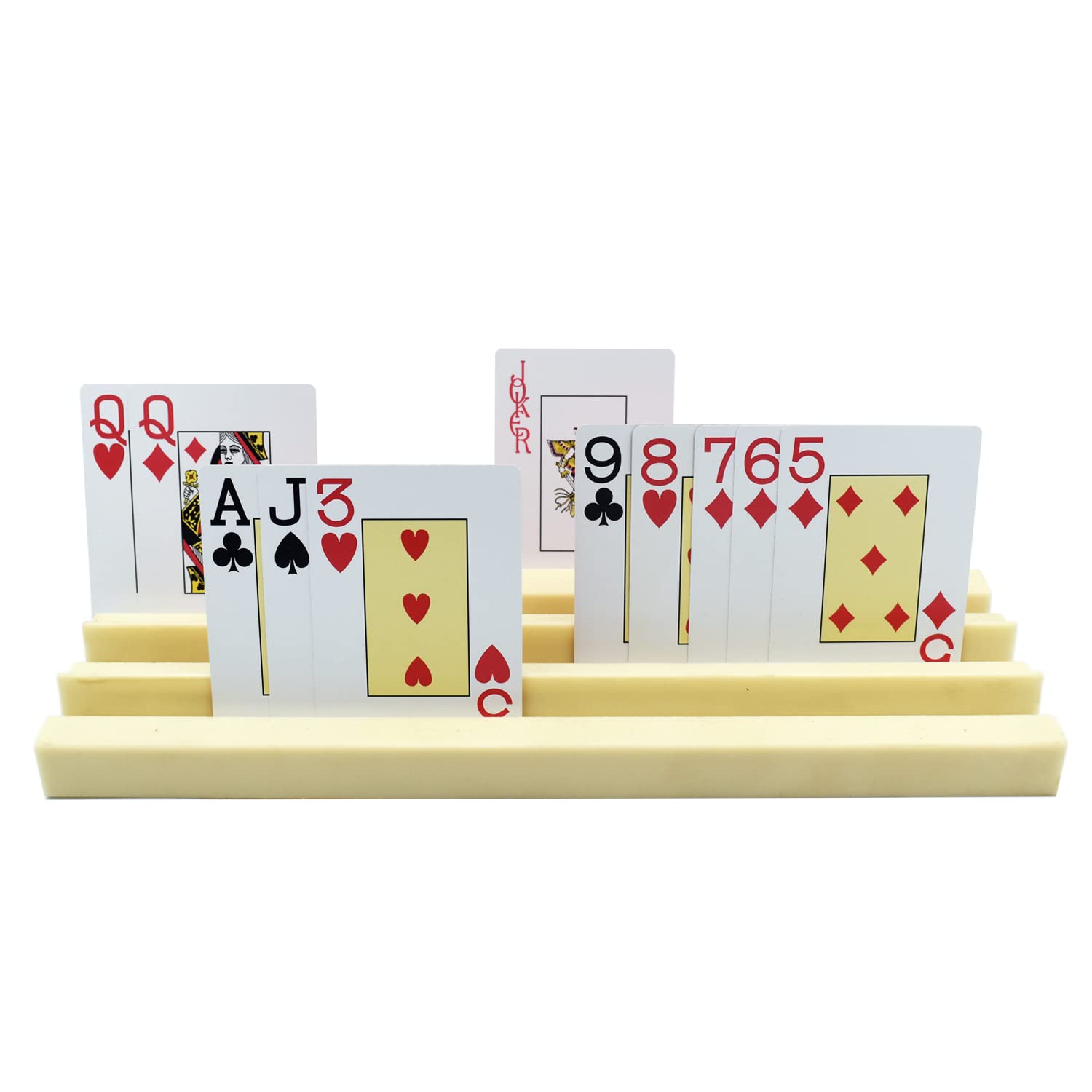 Yuanhe Plastic Domino Card Holders - Dominoes Tile Stand Organizer and Playing Card Game Racks/Trays, Set of 4
