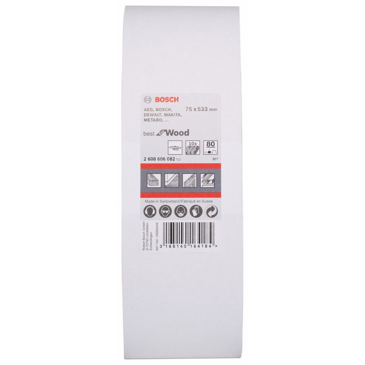 Bosch Accessories 10 pcs. Sanding Belt Set X440 Best for Wood and Paint (75 x 533 mm, Grit 80, Accessories for Belt Sanders)