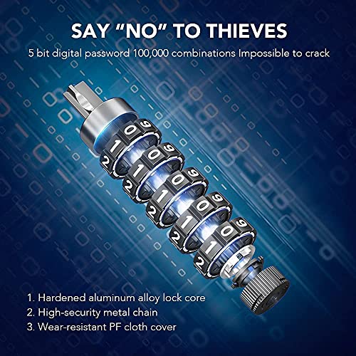 Bike Lock Chain Bicycle Lock - Bike Locks Heavy Duty Anti Theft Chain Lock 5 Digit Combination Resettable Cycle Lock for Bicycle