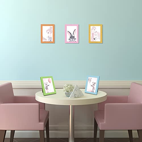 Minesaxel 4x6 Picture Frame Set of 5, Wall Gallery Photo Frames 4 by 6, Glittering Colorful Artwork Frame