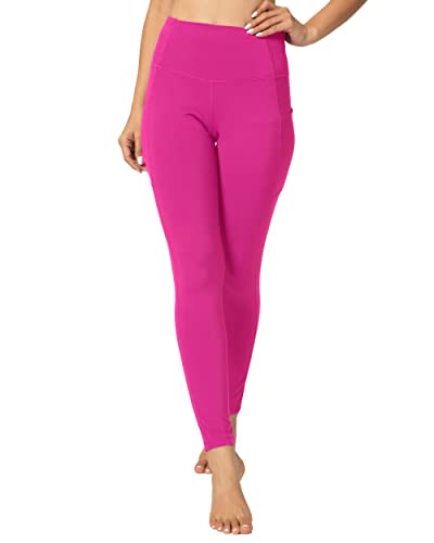 Kcutteyg Yoga Pants for Women with Pockets High Waisted Leggings Workout Sports Running Athletic Pants (Hot Pink, Large)