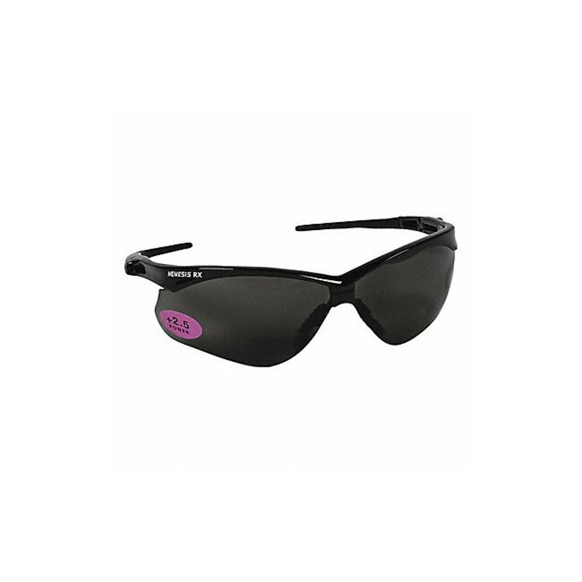 Reading Safety Glasses, Nemesis RX, Black Frame/Smoke Lens, +2.5
