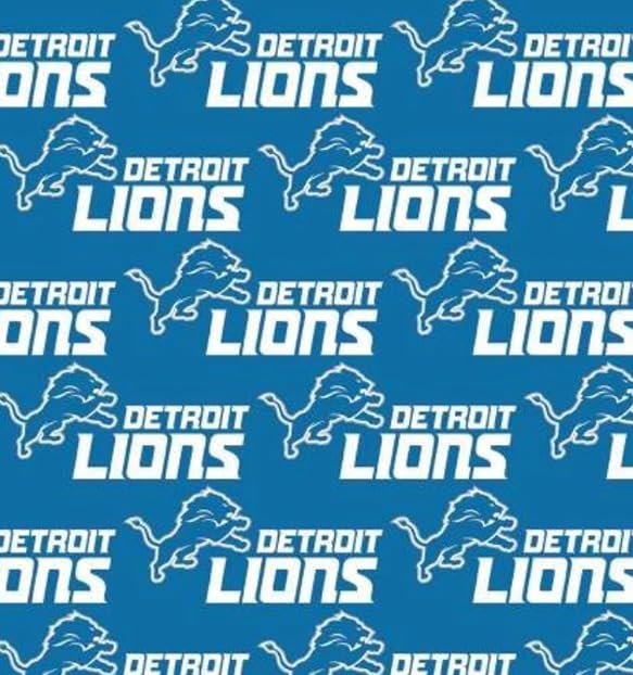 Fabric Traditions Lions Blue/White Football Team 100% Cotton Sold by The Yard