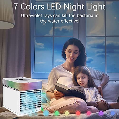 Mini Portable Air Conditioner, Easy to Use Cold Air Fan with Water, Personal Cooling Device Mini Portable Air Conditioner - for Room, Office, Kitchen, Car, Home