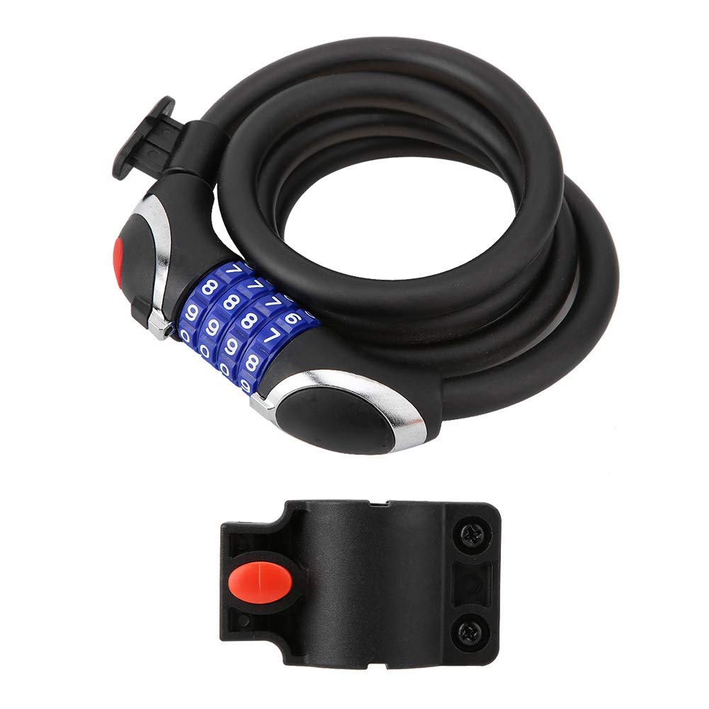 Bike Lock with 4-Digit Resettable Number, Cable Lock, High Security Light Password Anti-theft Security Steel Cable Lock for Cycling Outdoors