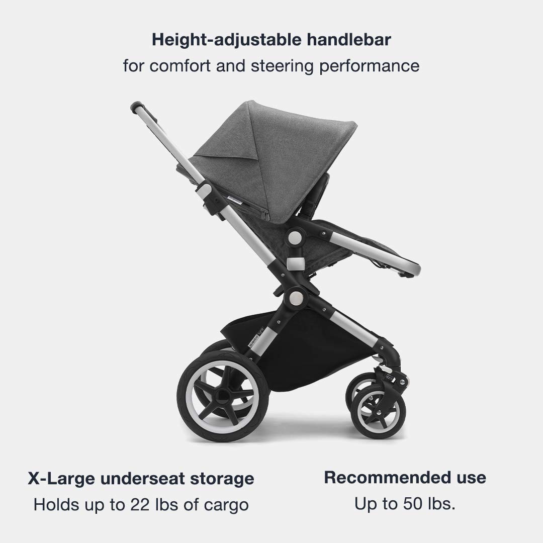 Bugaboo Lynx - The Lightest Full-Size Baby Stroller - All-Terrain with an Effortless Push and One-Handed Steering - Compatible with Bugaboo Turtle One by Nuna Car Seat – Alu/Black-Fresh White
