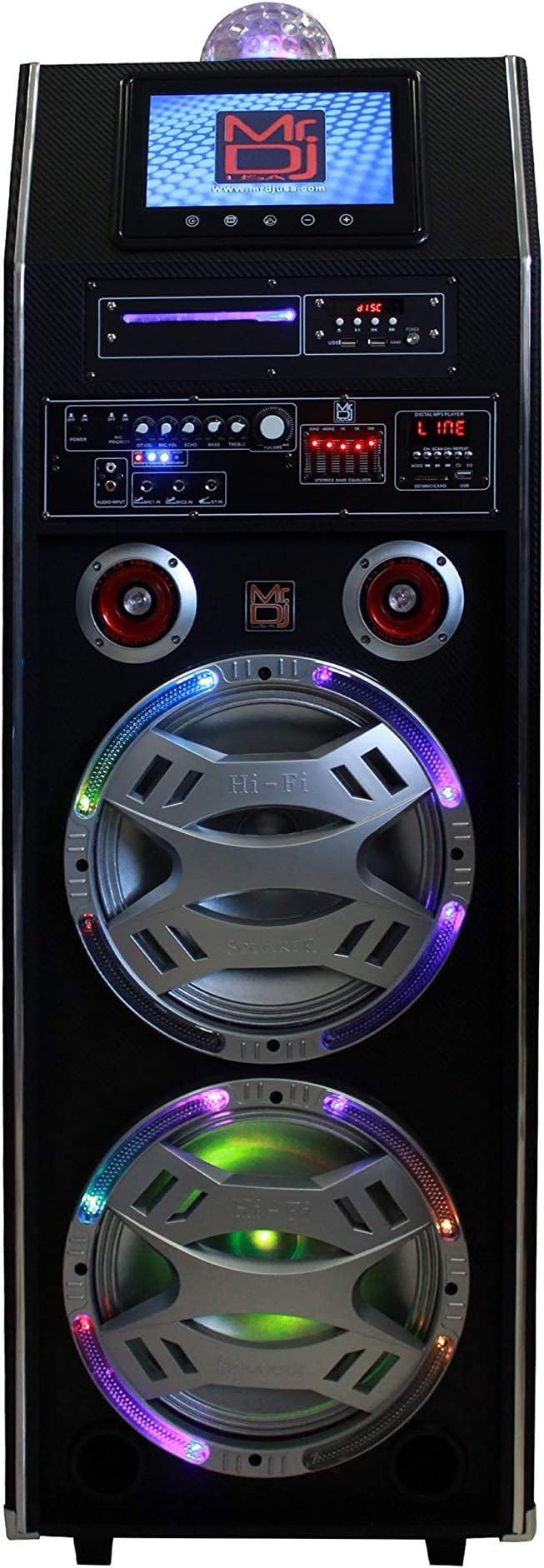 Mr. Dj Stage 3-Way Dual 12†Portable Active Speaker, Max Power 2500 Watts P.M.P.