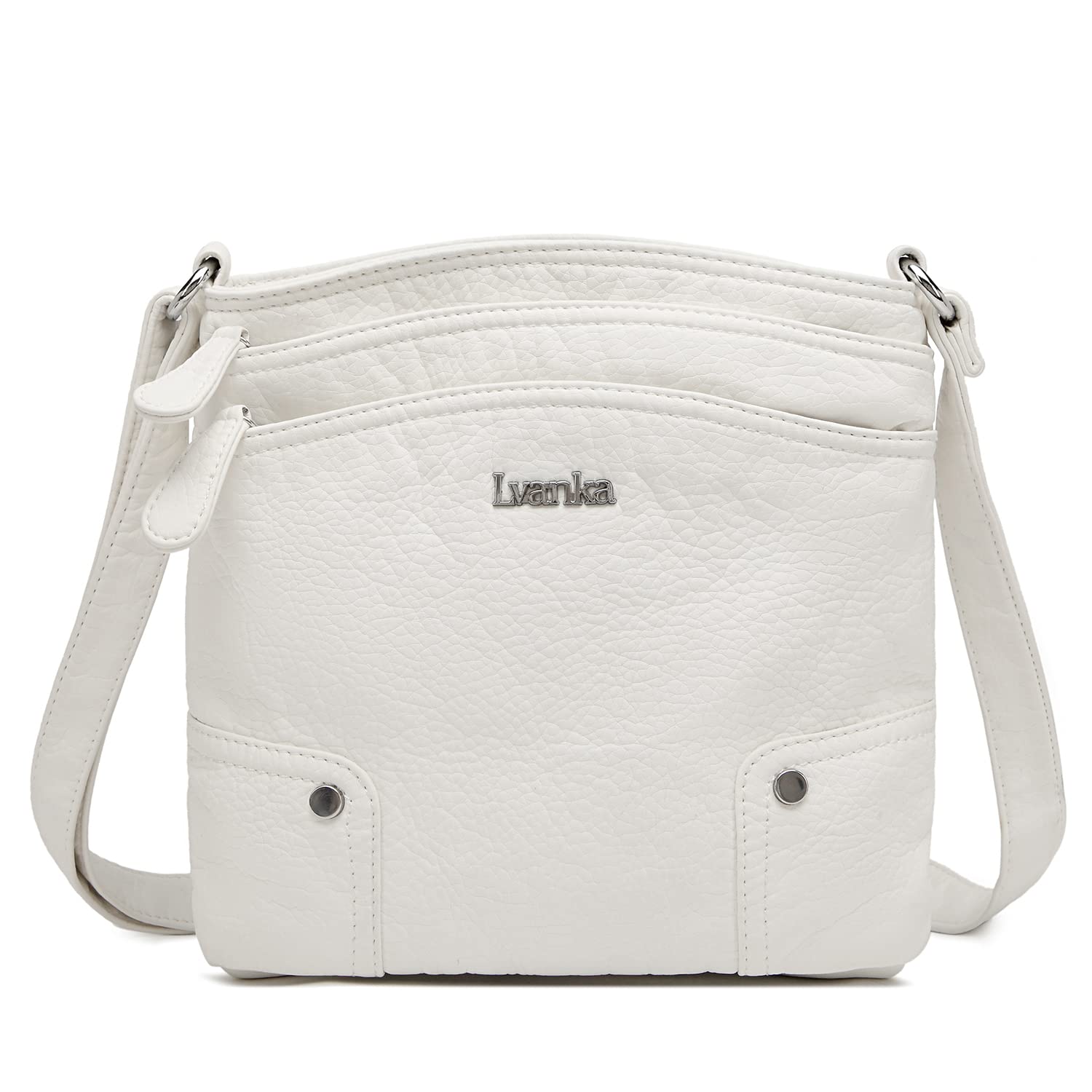 Crossbody Purses for Women Double Zipper Pockets Soft Vegan Leather Shoulder Bag with Adjustable Strap