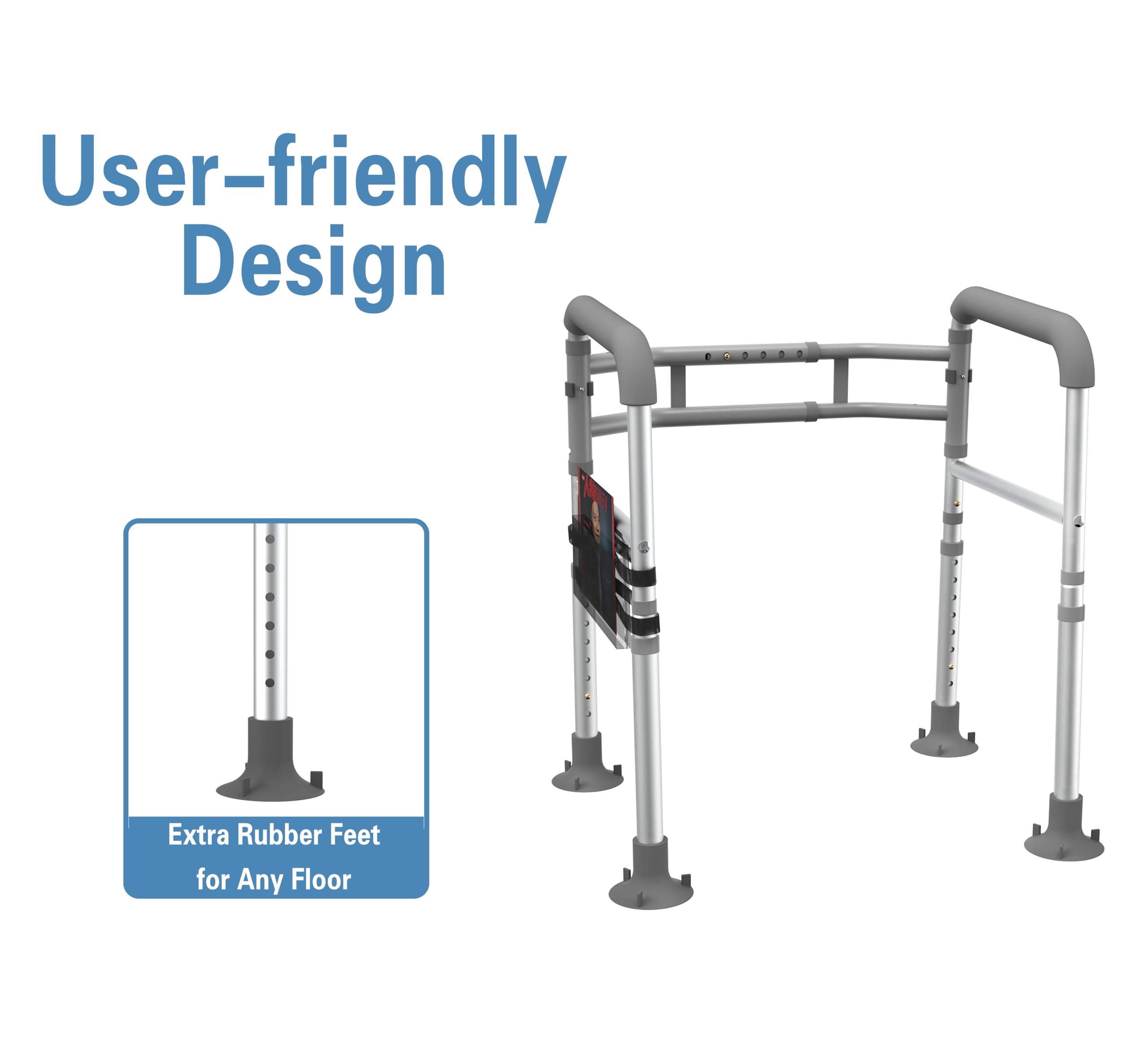 Delog Toilet Safety Rails, Adjustable Toilet Safety Frame for Elderly, Seniors, Handicap & Disabled, Toilet Frame with Handles, Foldable Handicap Toilet Rails Fit Any Toilets 400 LB