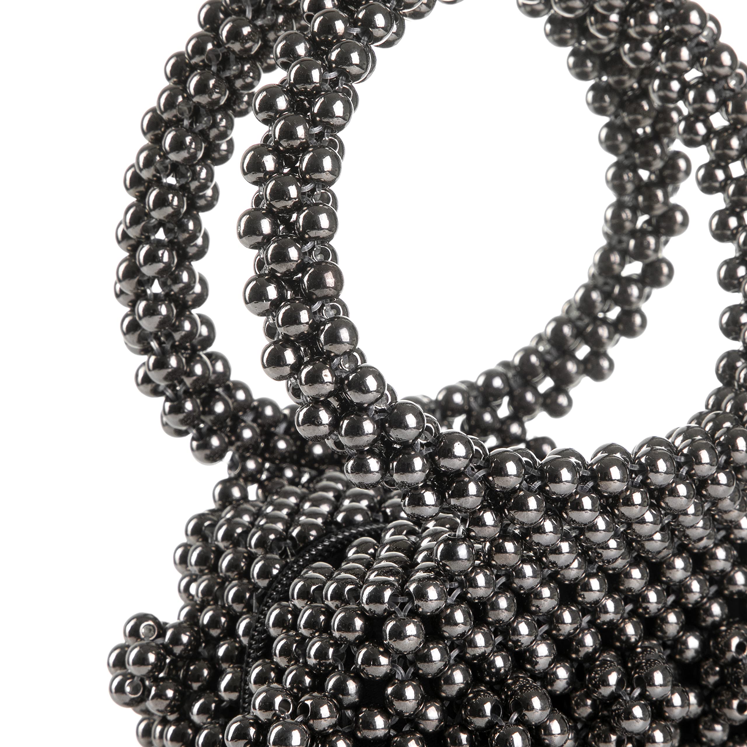 YUSHINY Women Acrylic Beaded Ladder Evening HandBag Box with Zipper Closure for Wedding Party (Black)