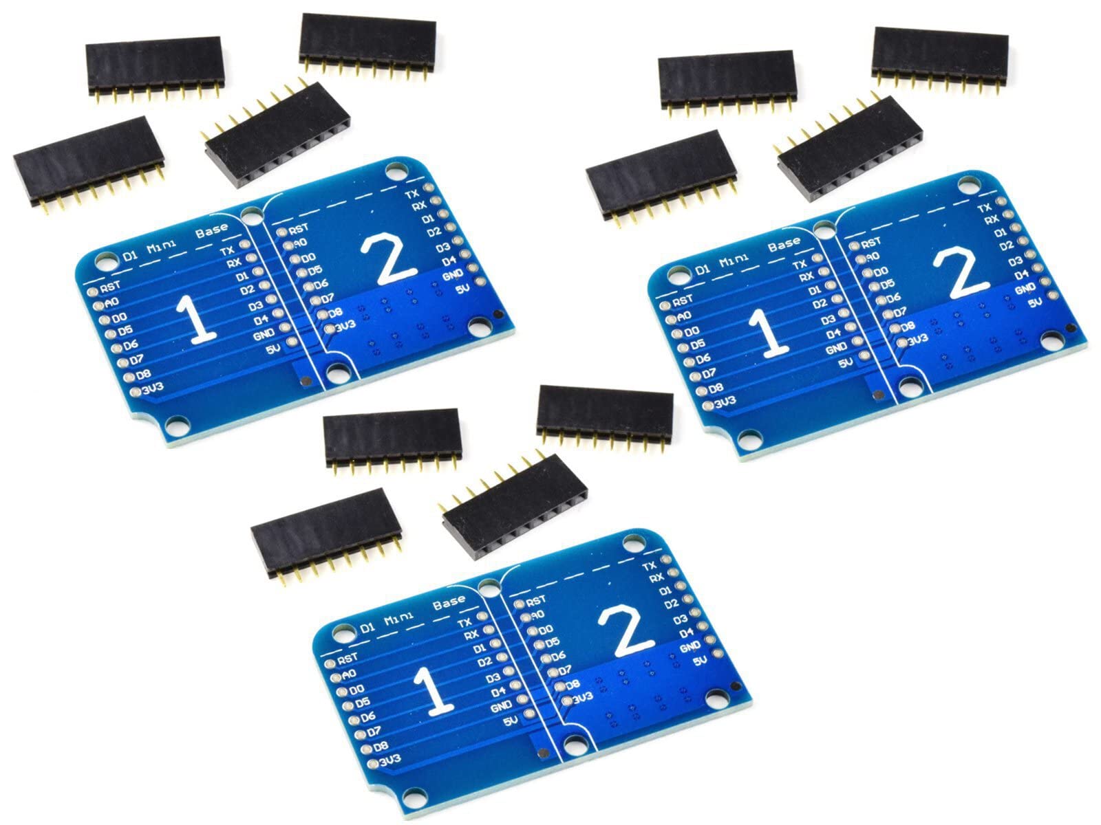 CANADUINO® 3 x WEMOS D1 Mini Compatible ESP8266 Dual Base