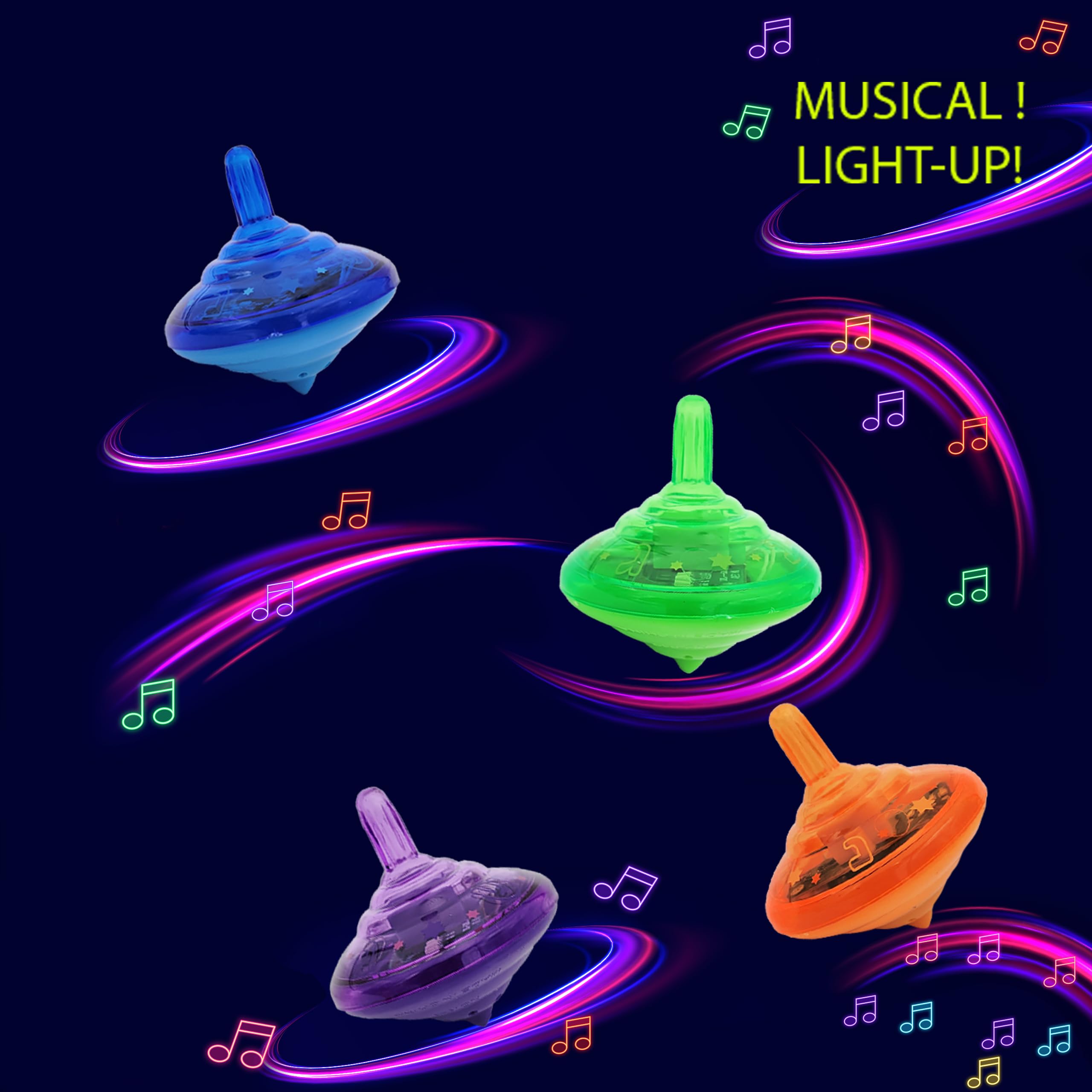 The Dreidel Company Hanukkah Musical Light-Up Dreidel Spinning Tops Set, Plays 2 Classic Hanukkah Songs, Assorted Colors (2-Pack)