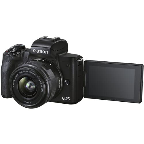 Canon EOS M50 Mark II Mirrorless Camera Canon EF-M 15-45mm f/3.5-6.3 is STM Lens + Case + 64GB Memory(26pc)