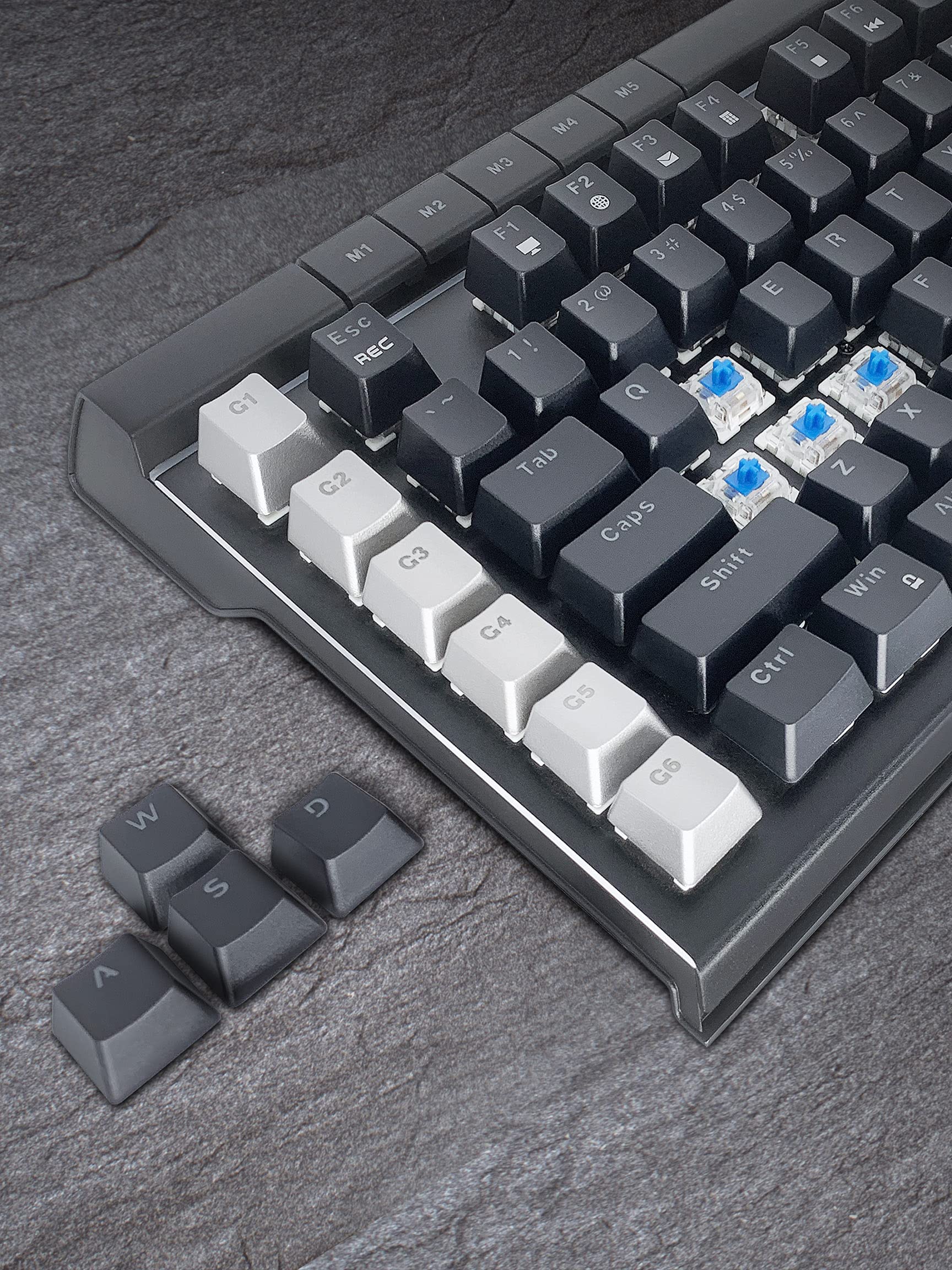 Rosewill Blitz K50 RGB Wired Gaming Clicky Mechanical Keyboard, Outemu Blue Switches, 14 RGB LED Backlight Effects, NKRO, Anti-Ghosting, 6 Macro Keys, Dedicated Media Controls, USB Passthrough