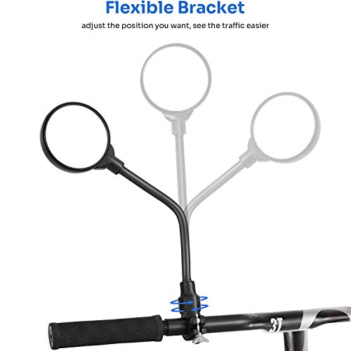 Bike Mirror Round Bicycle Rearview mirror Adjustable Handlebar Mount (Upgraded 4 Pcs)