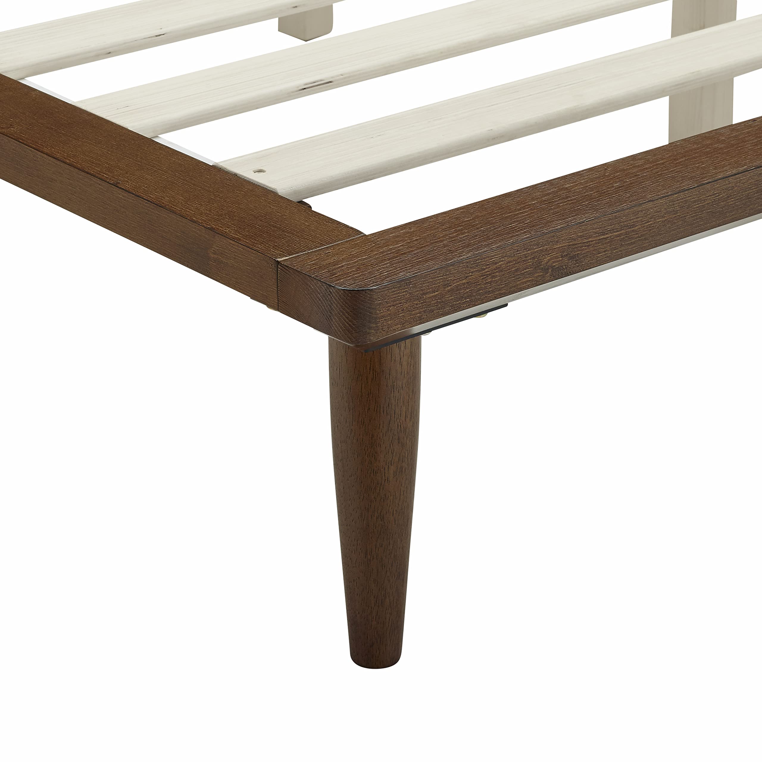 BIKAHOM Mia Wood Platform King Bed Frame, 8.5 Inch Solid Wood Platform Bed with Under Bed Storage Space, No Box Spring Needed, Strong Wooden Slat System, Easy Assembly, Bedroom Furniture, Walnut