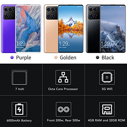 Cryfokt Tablet 7 inch, Android Tablet 3G Phone Tablets 2.4G 5G WiFi, Front 200W Rear 500W, 1200x1920 HD IPS Display Screen, 4GB 32GB 128GB Expand, 8 Cores Processor, 6000mAh Battery, Tablet PC(#1)