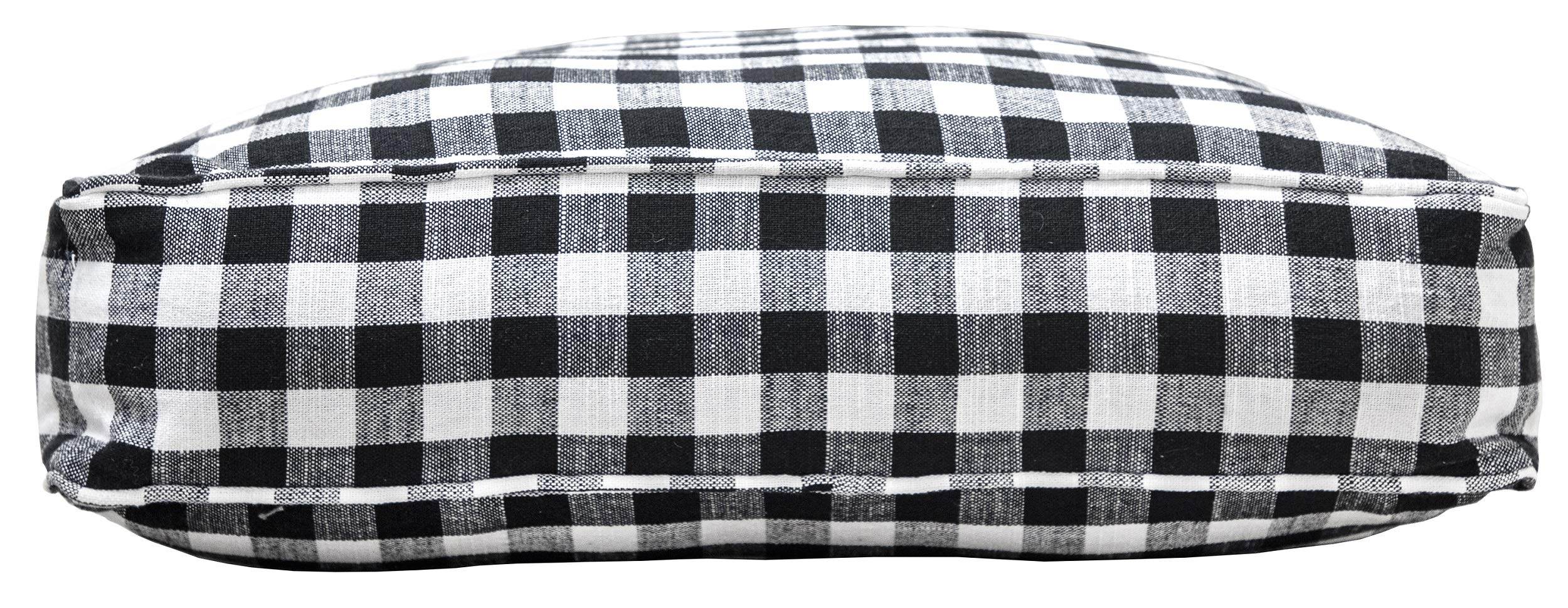 JN Better Homes & Gardens Yarn Dyed Floor Cushion - 24 inchesx24 inchesx5 inches - Black and White Gingham