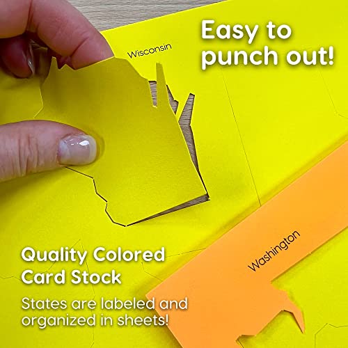 FreshCut Crafts | DIY U.S. MAP PUZZLE Easy Punch-Out Paper 50 States – Map Fits Standard Poster Board for Homeschool, Geography, and Classrooms | US Made Quality Card Stock, NOT Foam