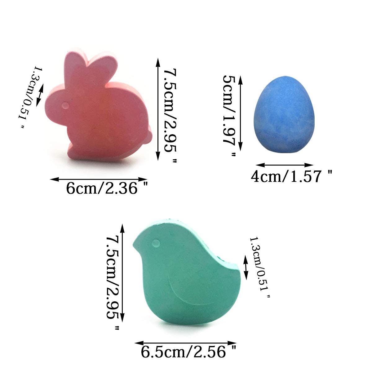 JoFAN 18 Pack Easter Sidewalk Chalk Set with Easter Eggs Bunny Chicken for Kids Boys Girls Toddlers Easter Basket Stuffers Gifts Fillers Party Favors