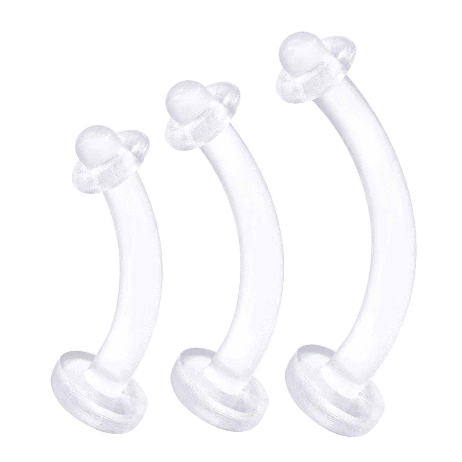 BanaVega 3PCS Flexible Acrylic Clear Belly Button Ring Navel Retainer 14 Gauge 8mm 10mm 12mm Earrings Piercing Jewelry 2464
