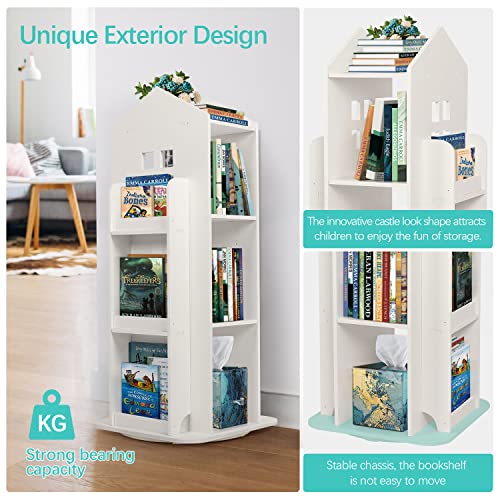 Nisorpa Rotating Bookshelf 360 Display Floor Standing Bookcase Spinning Shelf Storage Rack Freestanding Storage Organizer Holder Book Rack for Kids&Adults Multi-Functional Bookshelf Organizer