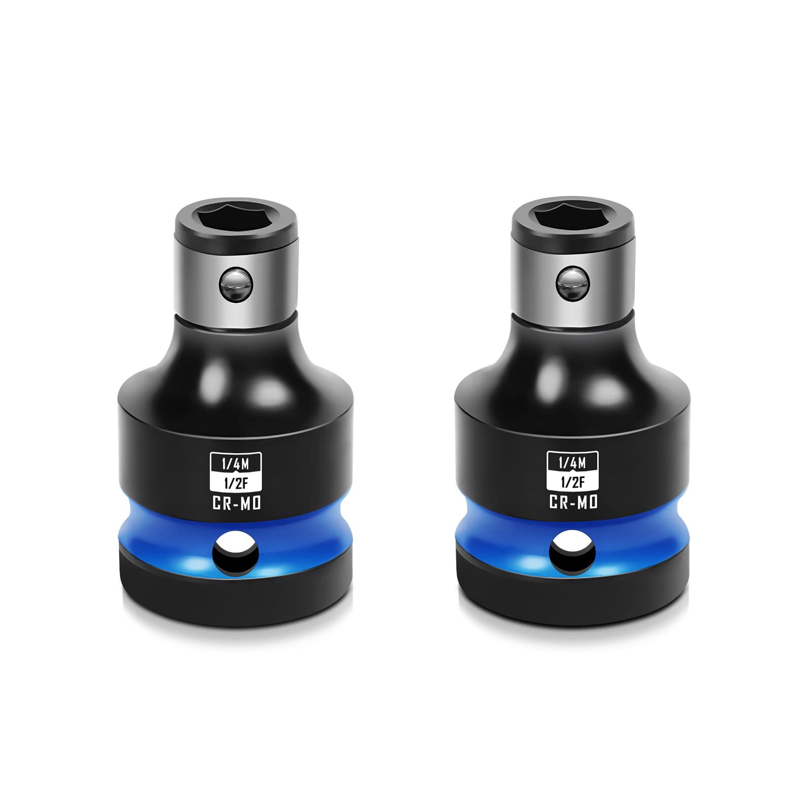 BLACKROBOT 2PCS Impact Bit Holders 1/2 Inch Square Drive to 1/4 Inch Hex Socket Adapter for Impact Wrench