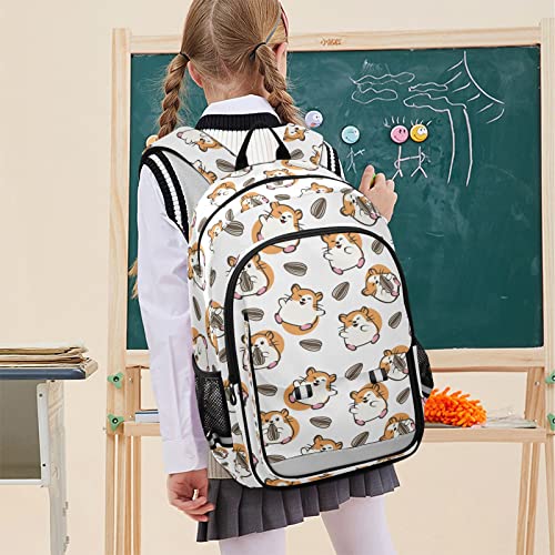Glaphy Cute Hamster Pattern Backpack Lightweight Laptop Backpack School Bag Student Travel Daypack with Reflective Stripes