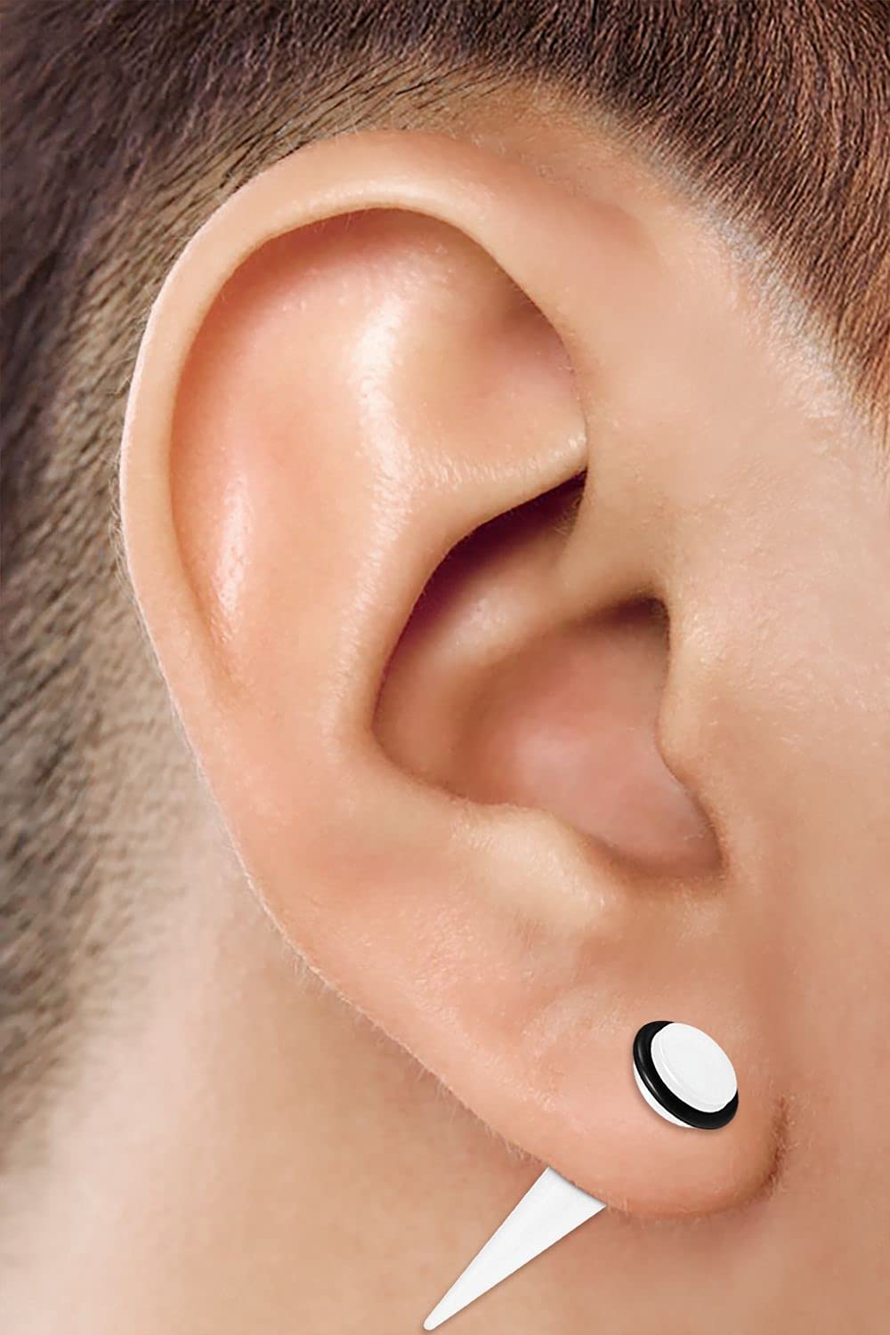 BanaVega 4PCS Acrylic Black White 16g 1.2mm 0g 8mm Fake Taper Black O-Ring Ear Gauge Plug Stretcher Lobe Earring Piercing Jewelry 4352