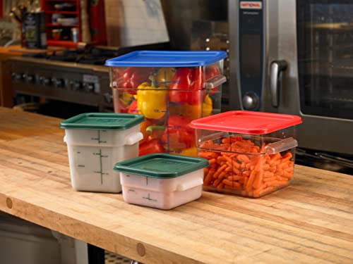 Carlisle FoodService Products Squares Square Food Storage Container with Stackable Design for Catering, Buffets, Restaurants, Plastic, 4 Quarts, White