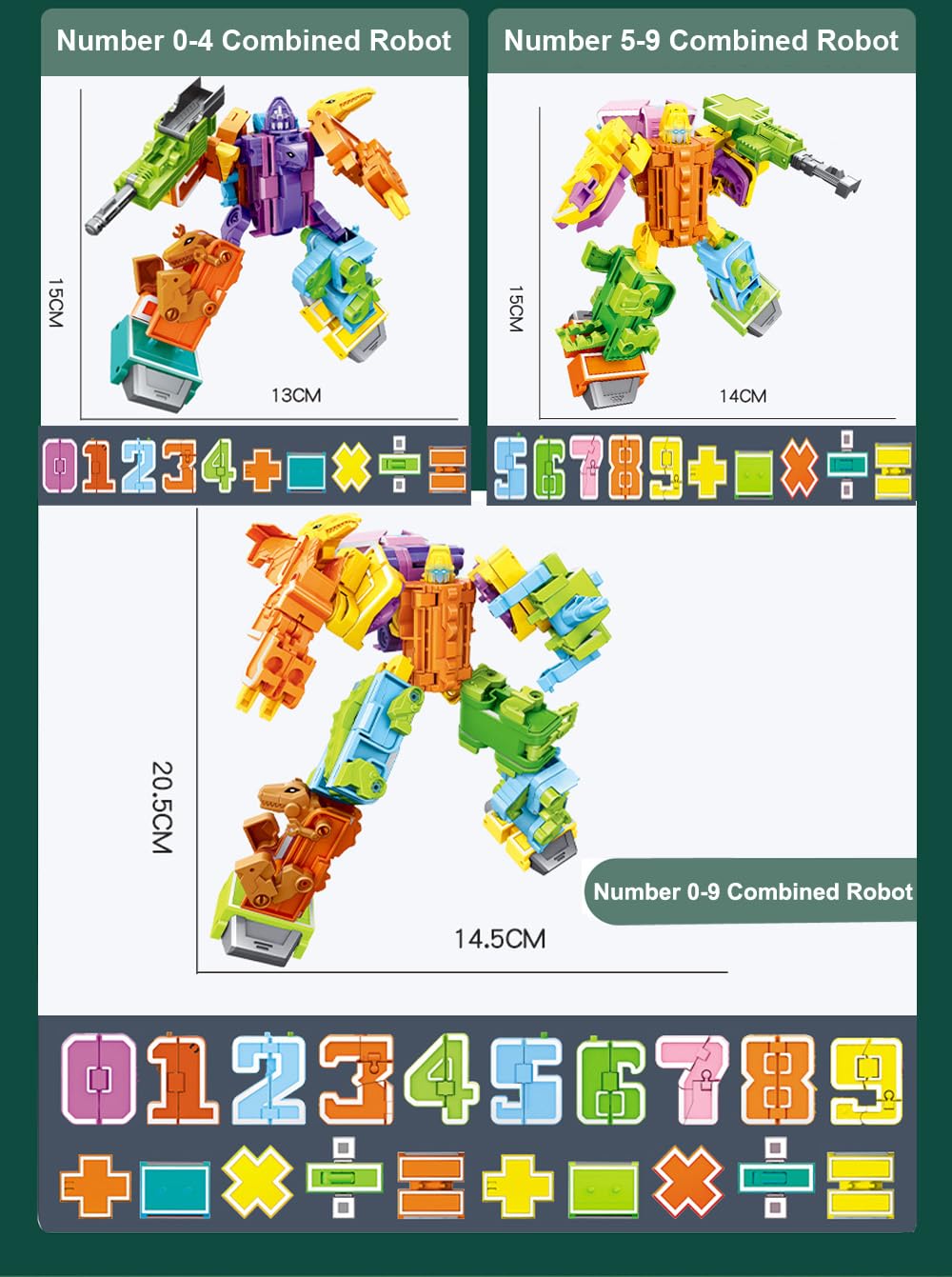 Number Robots Dinosaur Toys Action Figure for Kids Number Learning