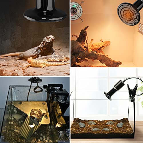 HOSITARK Terrarium Heat Lamp for Reptile, Reptile Heat Light for Bearded Dragon, 75W Ceramic Heater Emitter for Chameleon, Chicks, 2 Pack