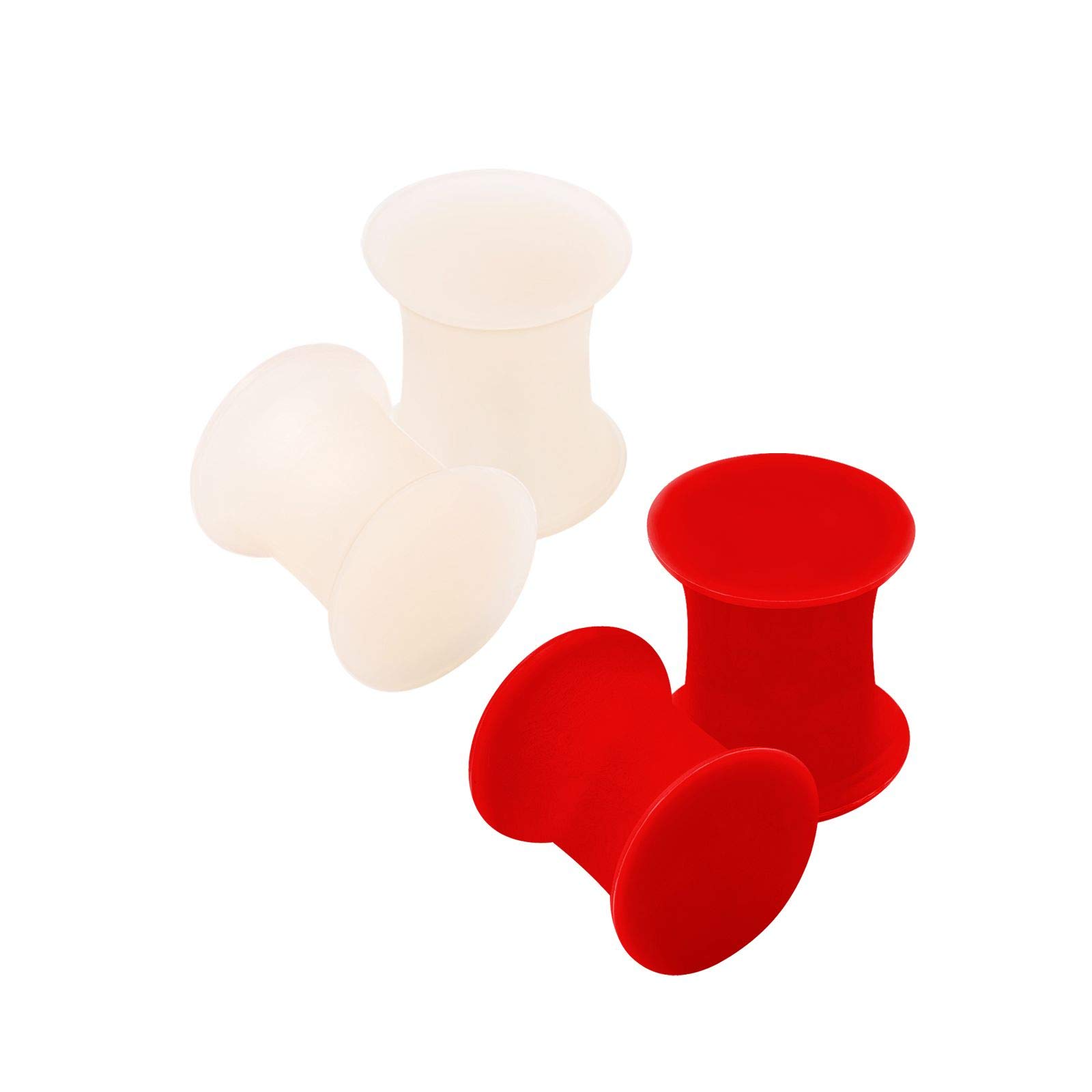 BanaVega Silicone Double Flared Saddle Black Skin White Ear Stretcher Gauge Plugs Lobe Earring Piercing Jewelry See More Sizes (Y2-4pcs 20mm SN RE)