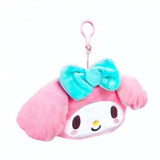 My Melody Cute Soft Pink Plush Coin Wallet Pouch Bag w/Bag Clip