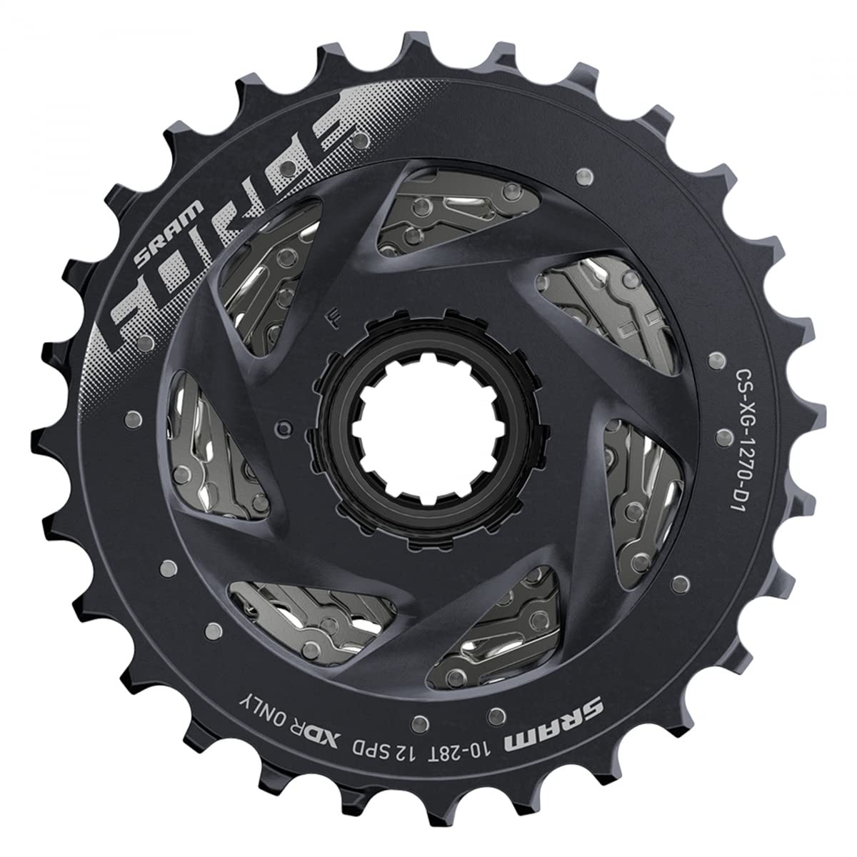 SRAM Force AXS XG-1270 Cassette - 12-Speed, 10-28t, Silver, For XDR Driver Body, D1