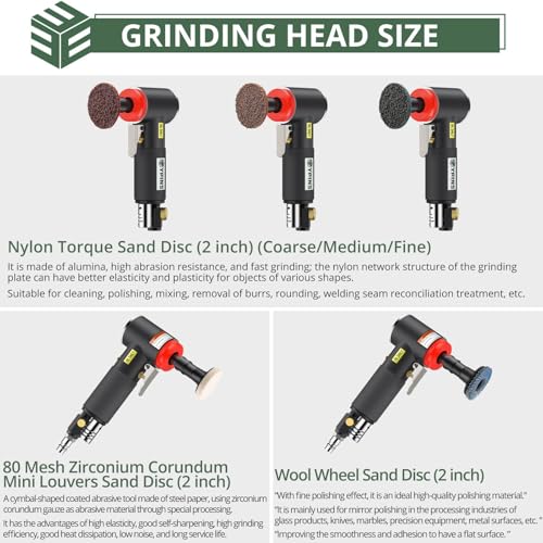 EYPINS Air Angle Grinder,Air Right Angle Die Grinder 1/4" 90 Degree Heavy Duty 20000 RPM Pneumatic Sander Polisher Tool for Contour Grinding, Polishing, Milling