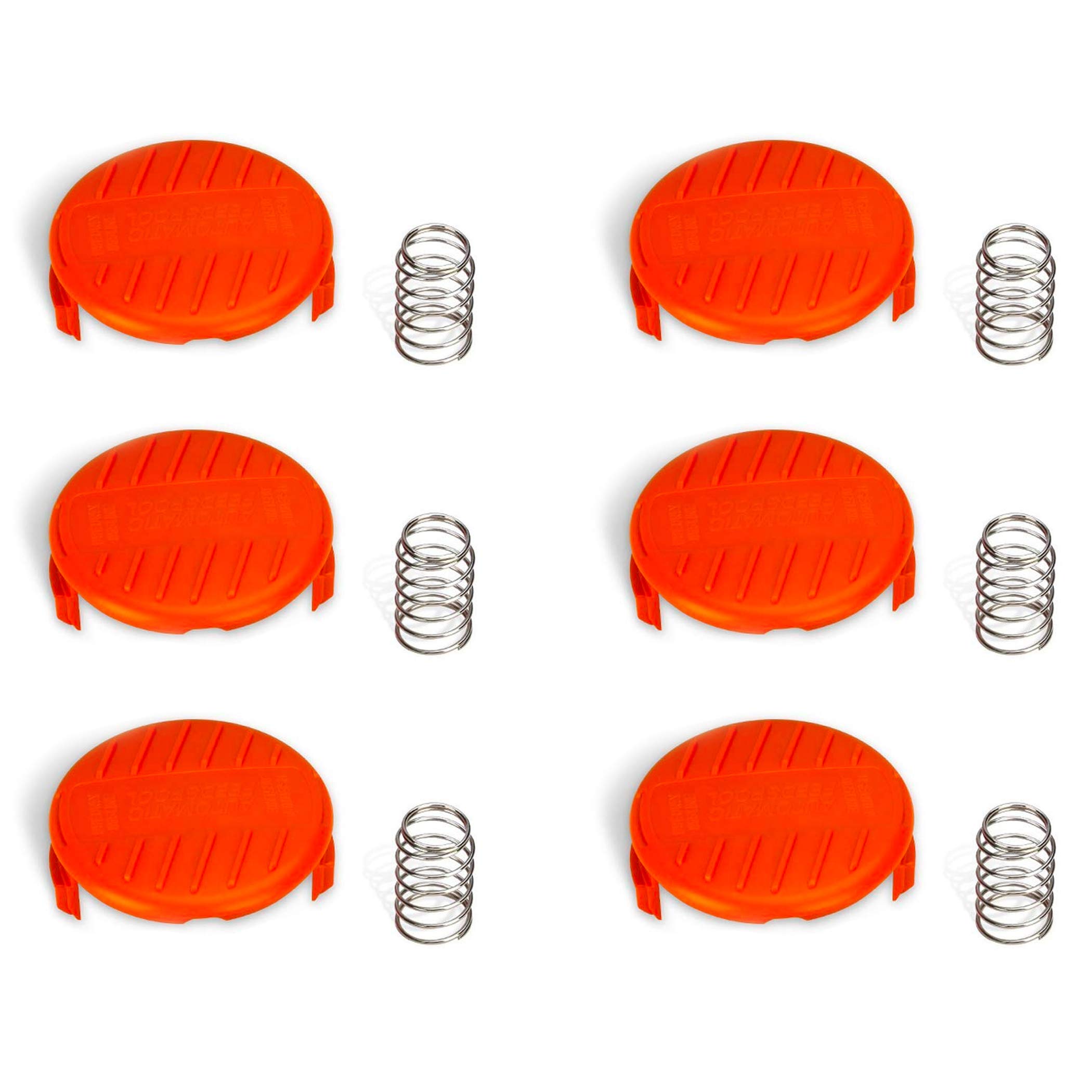 CALPALMY (6-Pack Trimmer Replacement 385022-03 Cover and Springs Compatible with Black and Decker Black Decker RC-100-P, Weed Eater Cover, Weed Wacker Replacement - Made with Heavy Duty Material