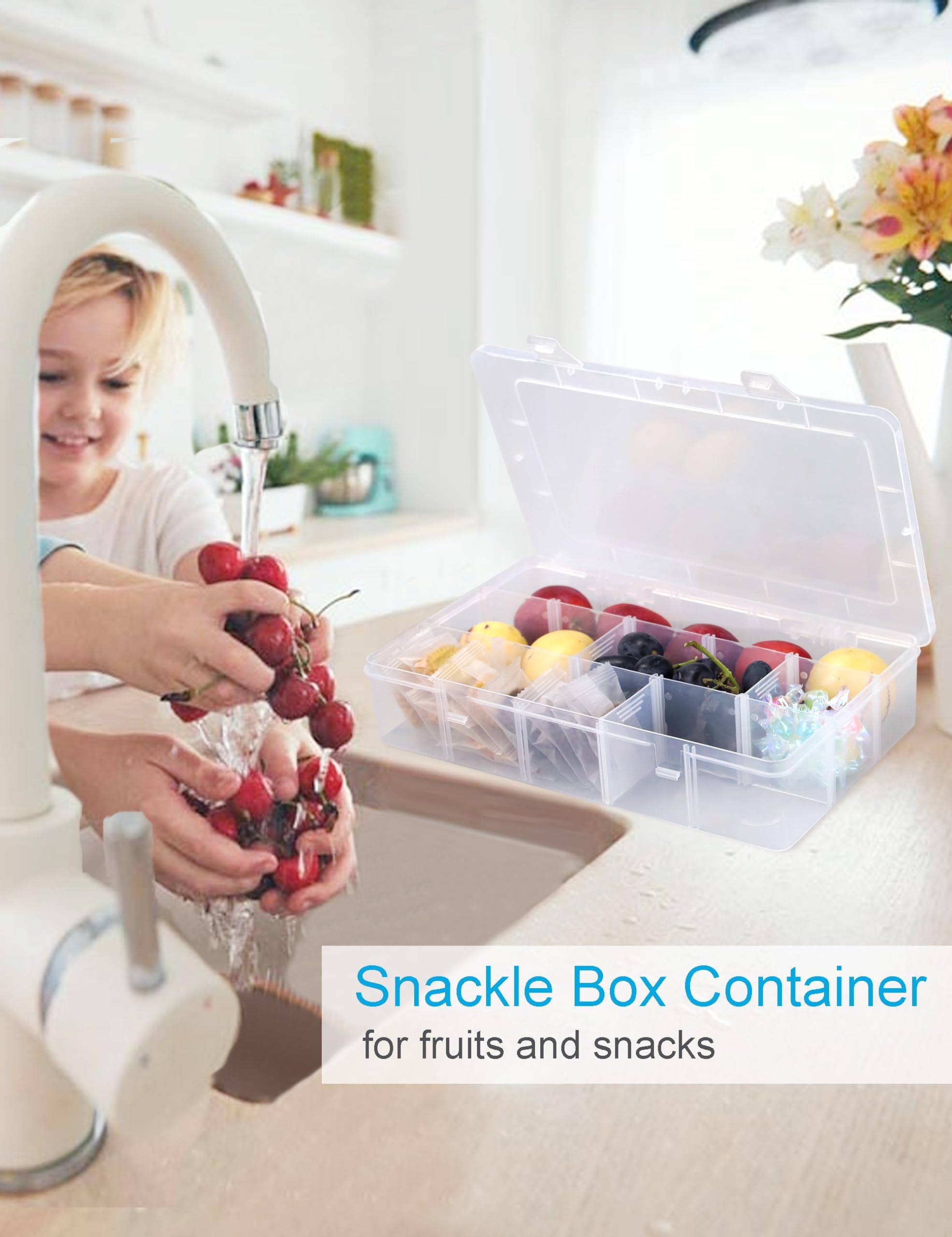 Facikono Tackle Box Organizer Plastic Organizer Box with Dividers Beads Organizer Box Snackle Box Container 15 Grid Small Plastic Tackle Box Clear Tackle Box for Snacks Washi Tape Organizer